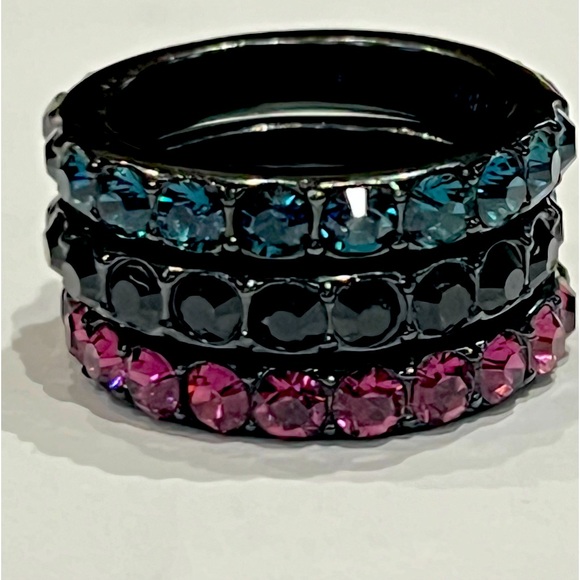 Coach | Jewelry | Coach Pave Stack Rings Set Of 3 Ringspurpleblack ...